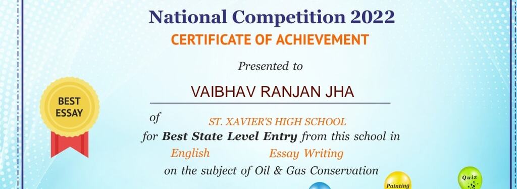 National level winners of PCRA Competitions - St. Xavier's High School ...